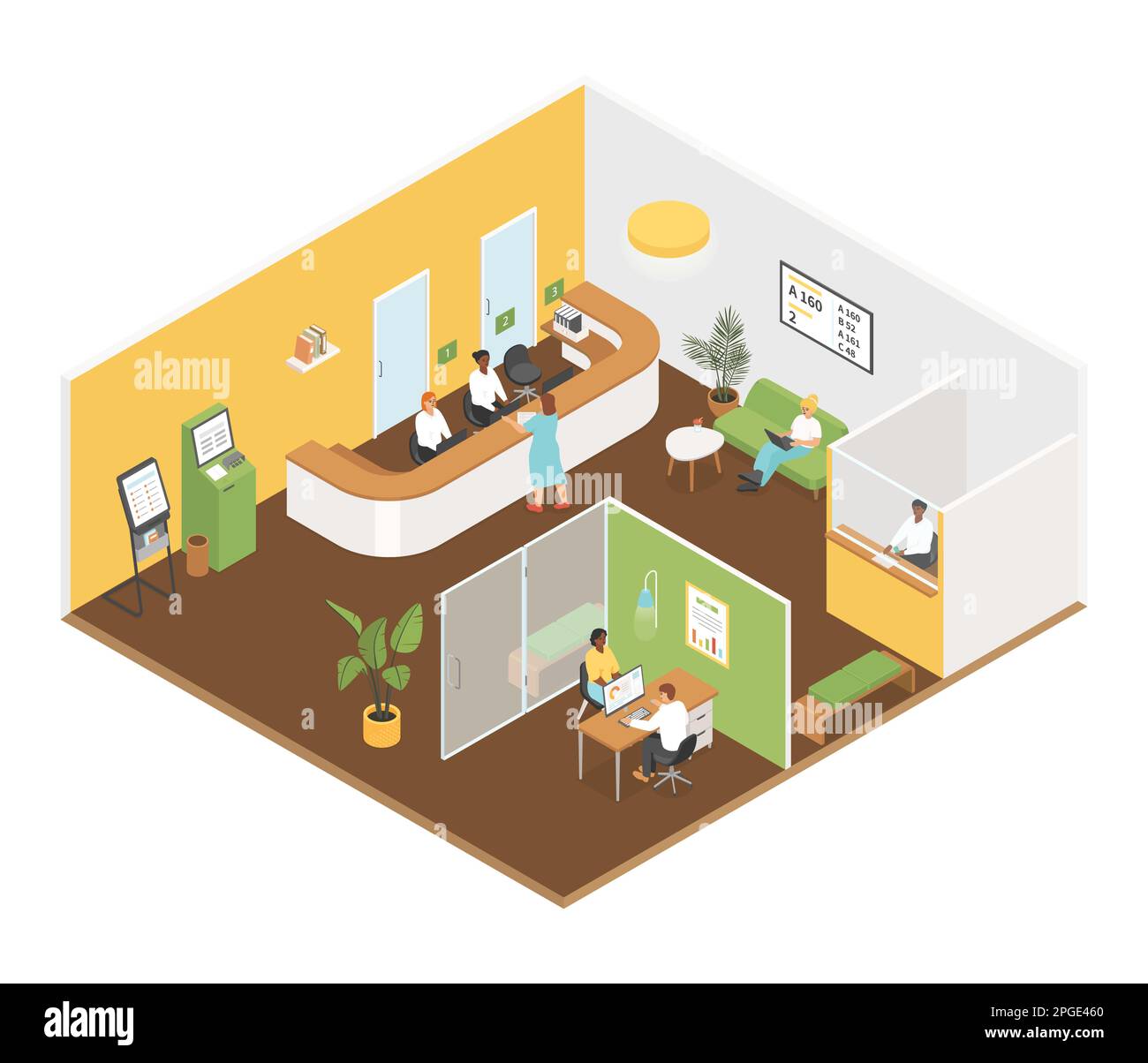 Bank interior - modern vector colorful isometric illustration Stock ...