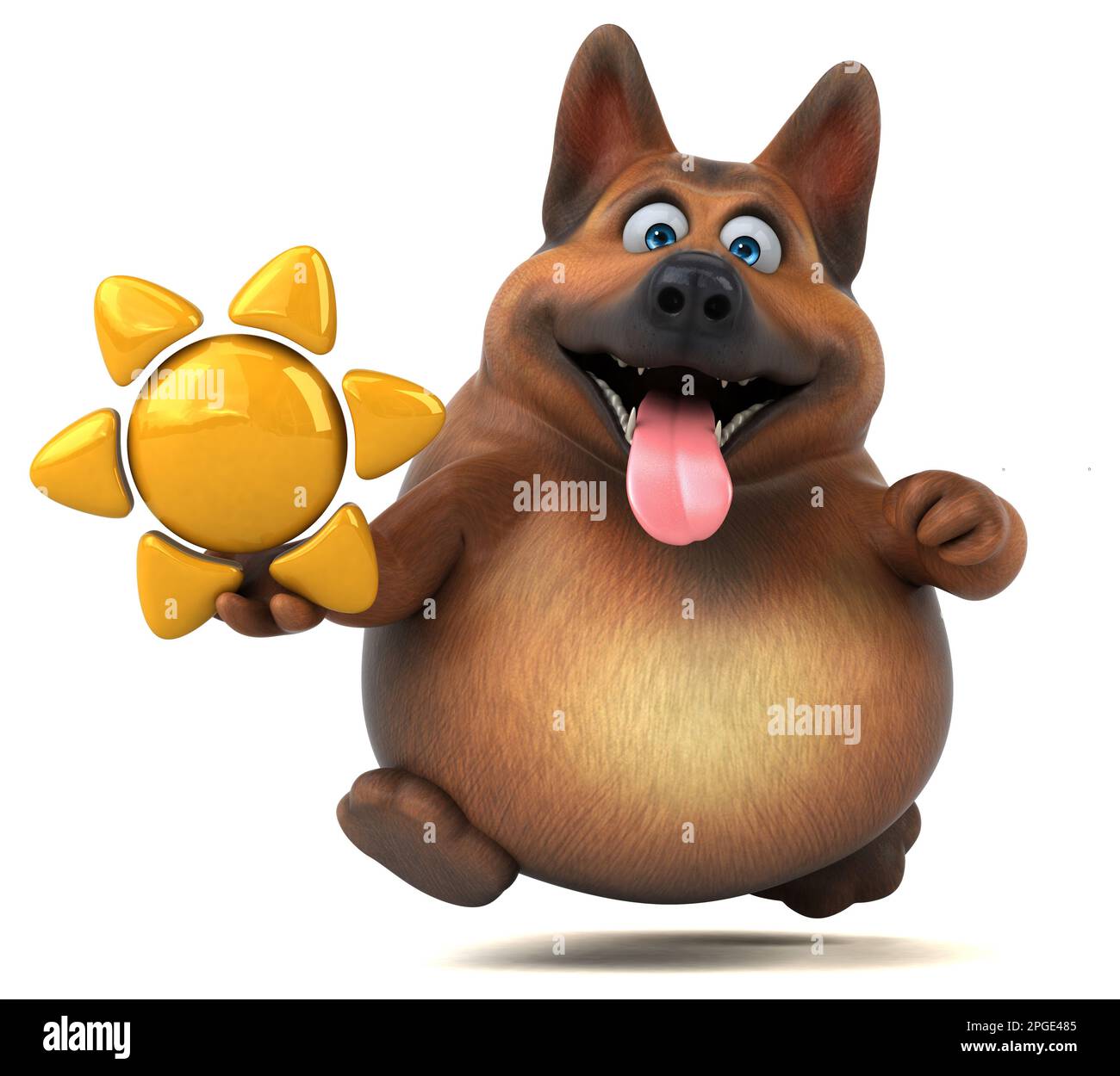 Fun 3D cartoon german shepherd dog with a sun Stock Photo - Alamy