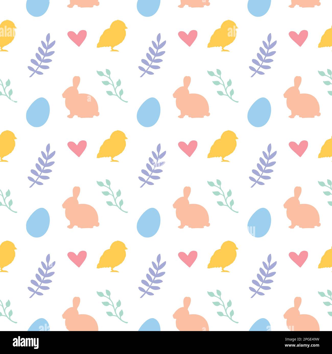 Vector seamless pattern of different Easter rabbit and chick silhouette ...