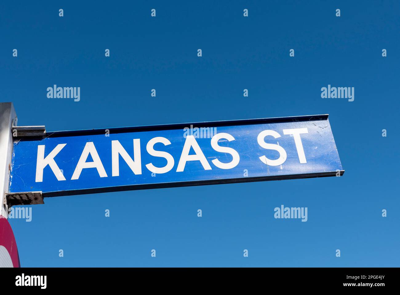 Kansas Street sign, in Martinborough, a town in the South Wairarapa ...
