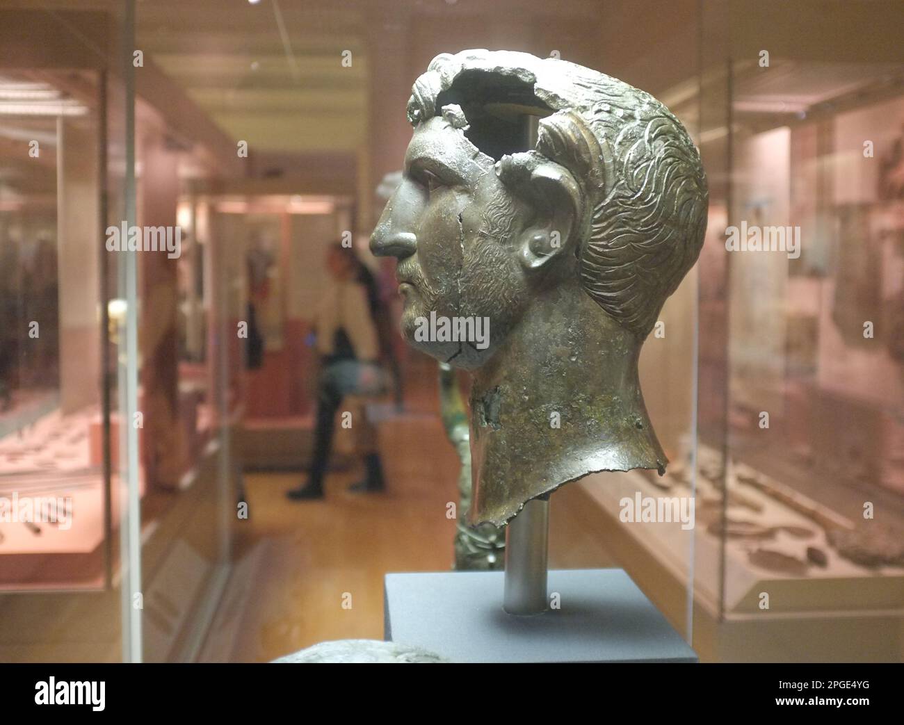 Bronze head of Hadrian at The British Museum, London UK, from a larger ...