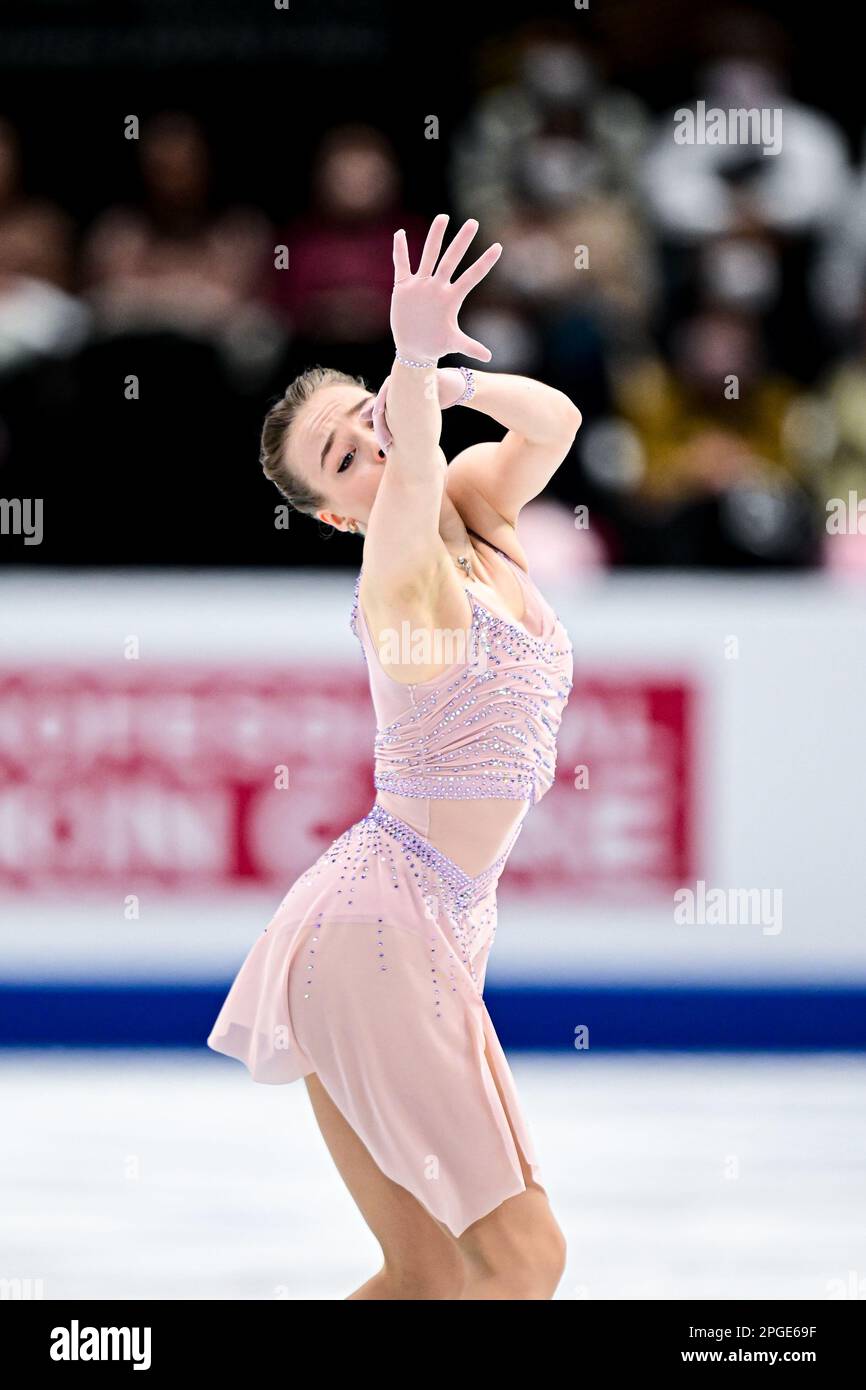 Anastasiia GUBANOVA (GEO), during Women Short Program, at the ISU World ...