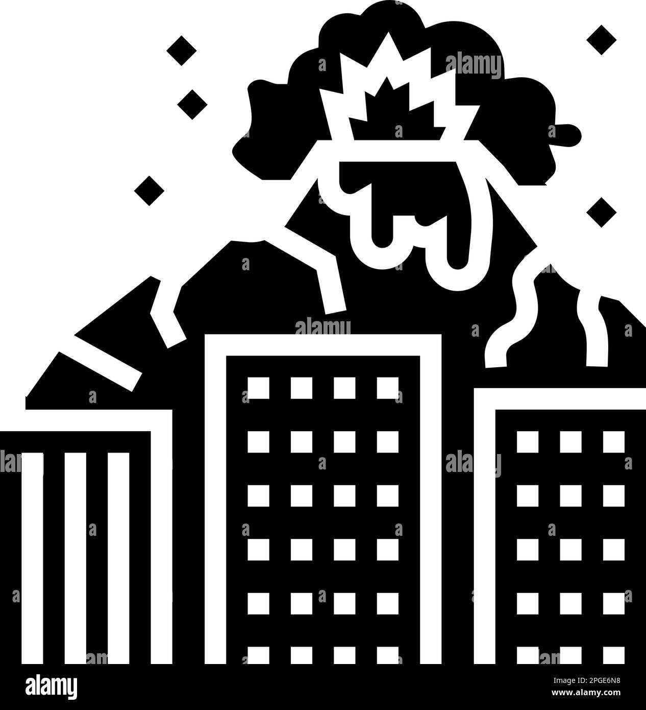 catastrophe erupting volcano glyph icon vector illustration Stock ...