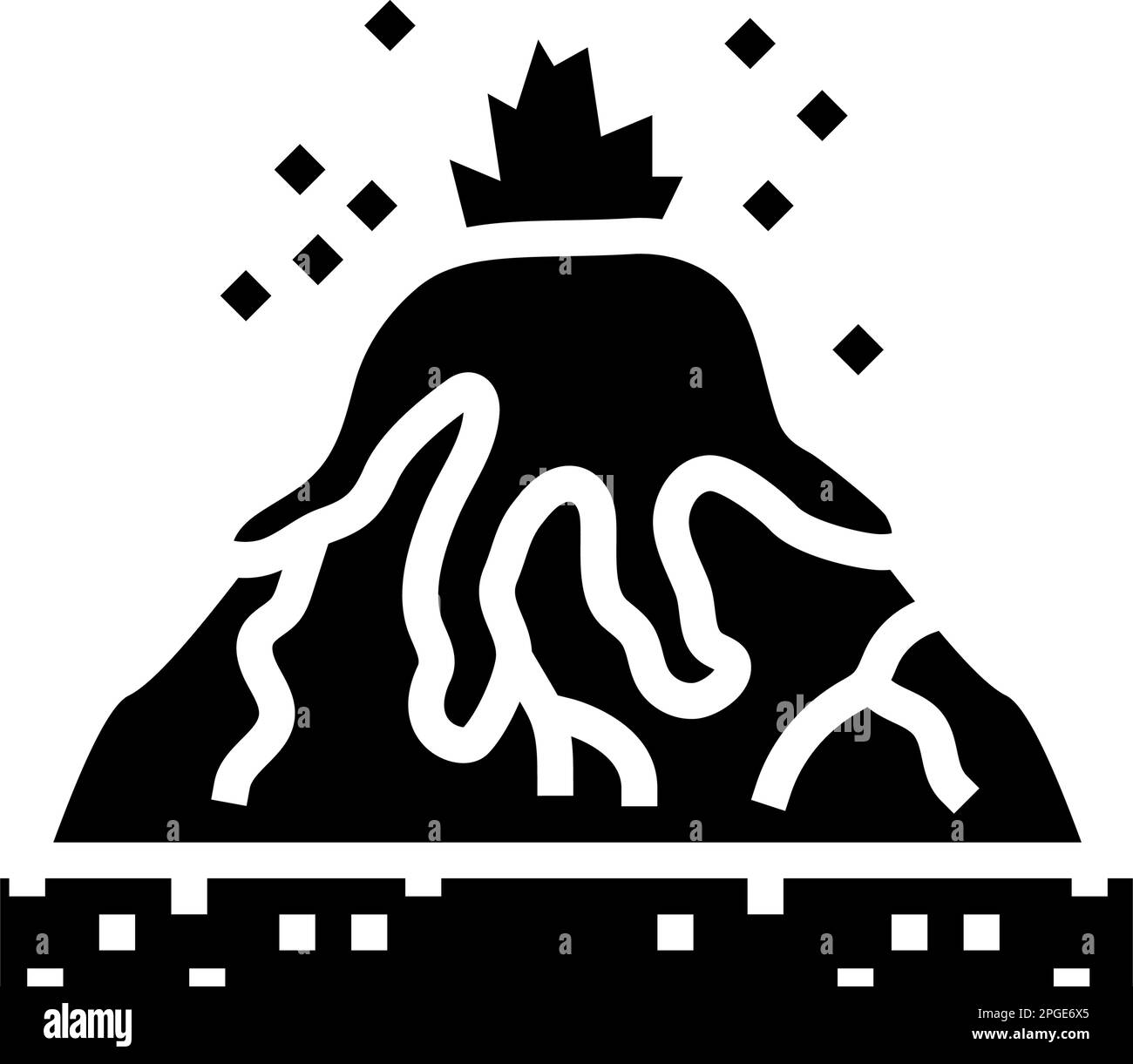 effusive eruption lava glyph icon vector illustration Stock Vector ...