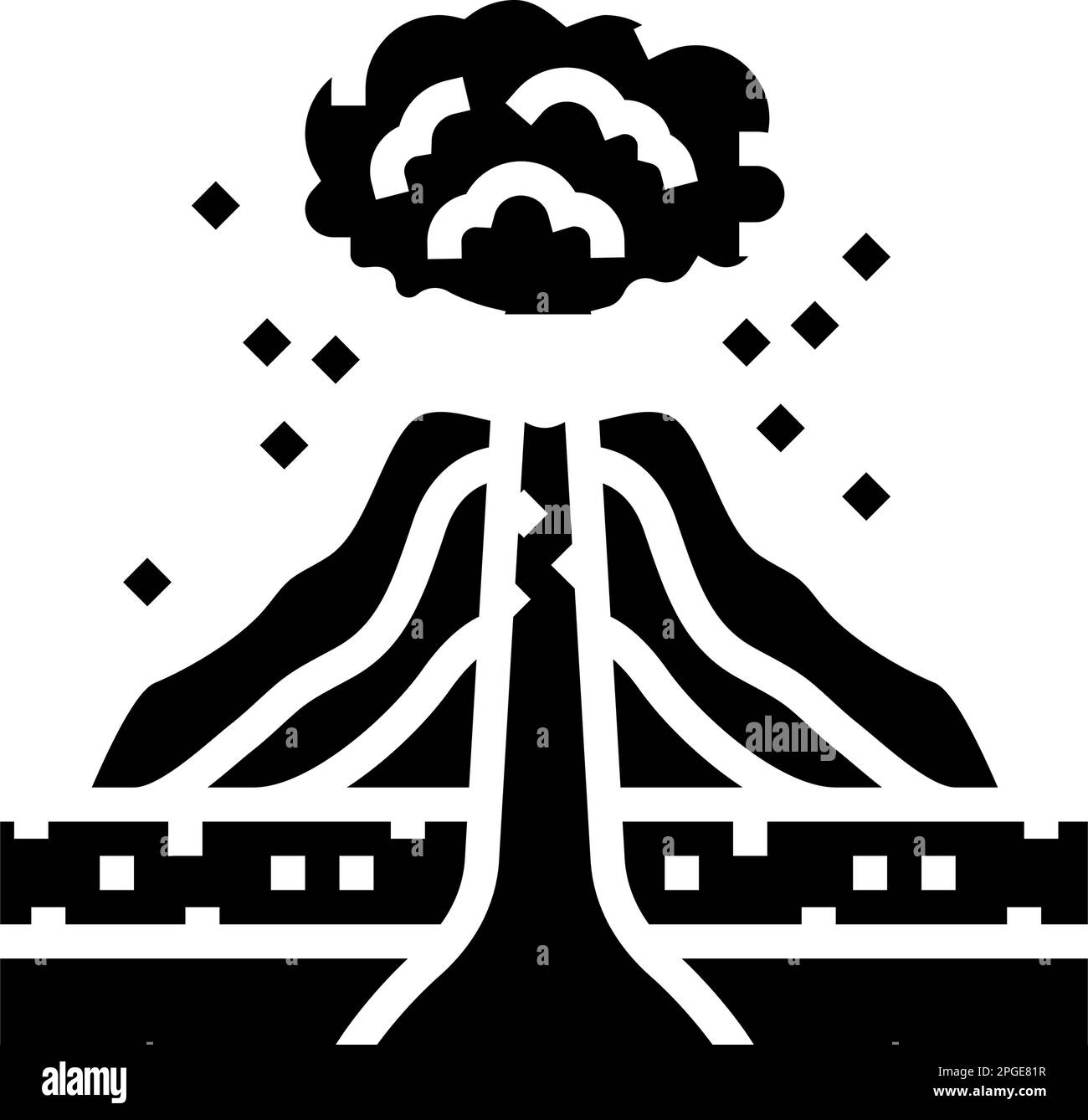 explosive eruption lava glyph icon vector illustration Stock Vector ...