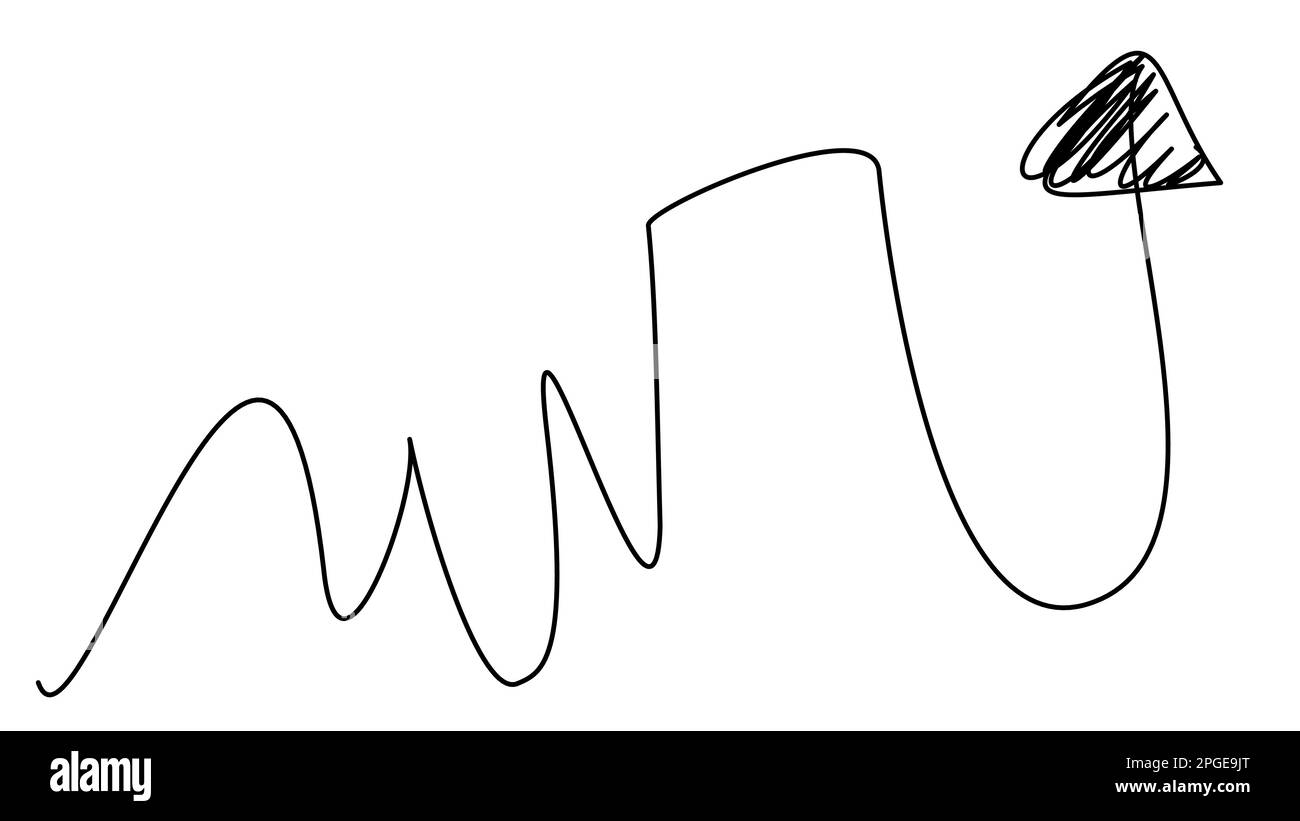 Arrow with uptrend movement in hand-drawing in one line on a white ...