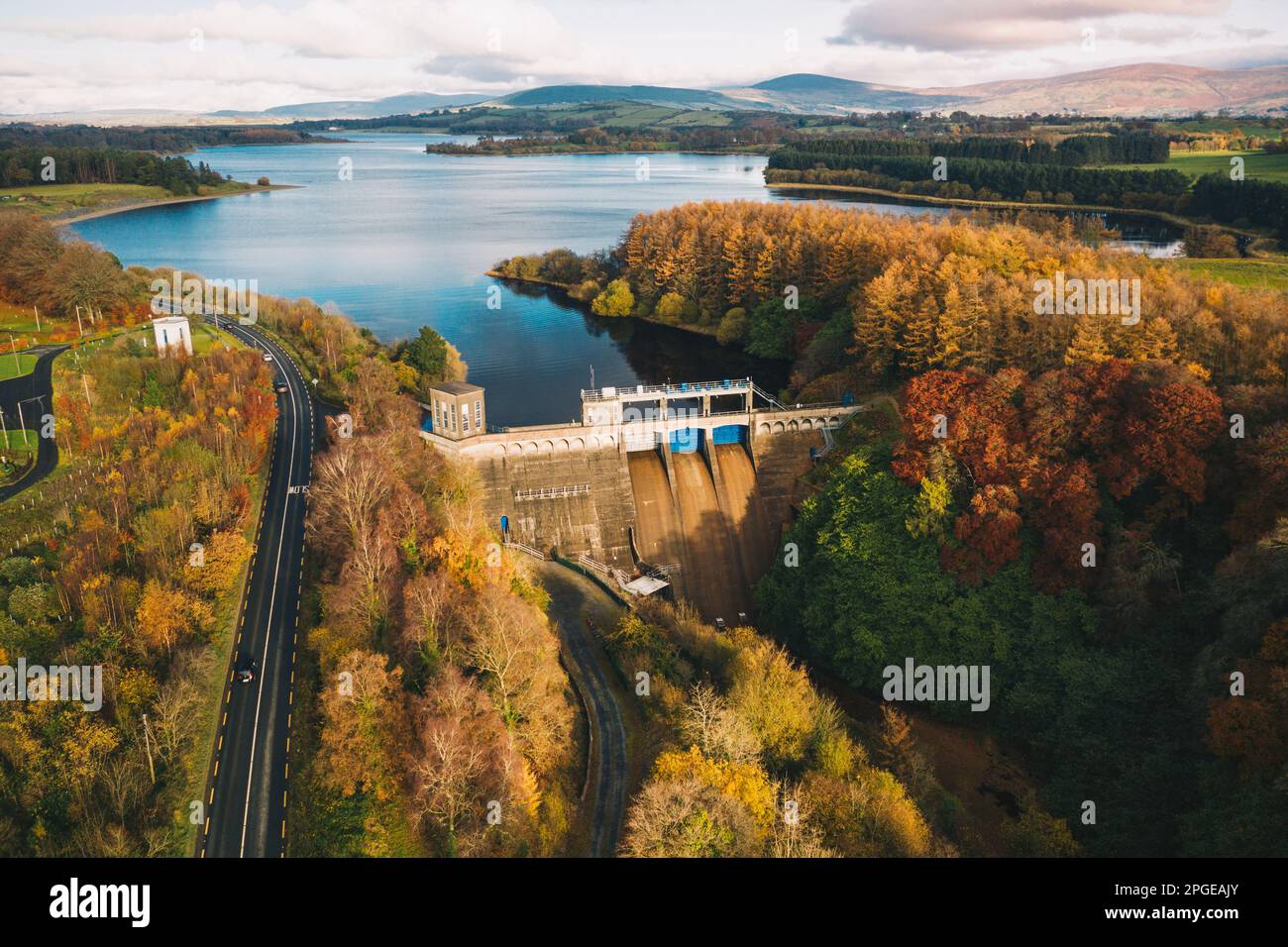 Blessington, co. Wicklow / Ireland : Aerial view of Poulaphouca Hydro ...