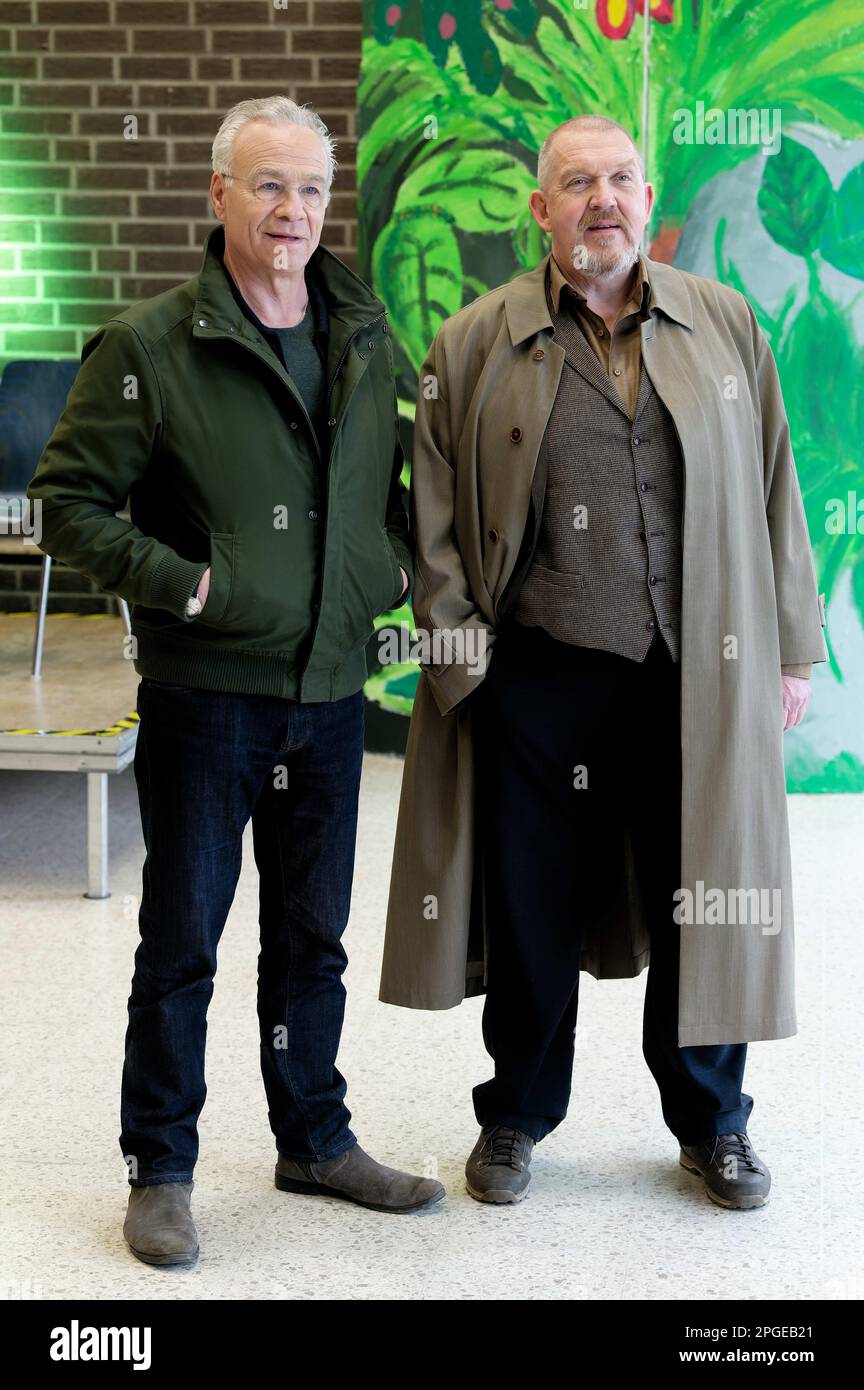 Cologne, Germany. 22nd Mar, 2023. Actors Klaus J.Behrend (l) and ...