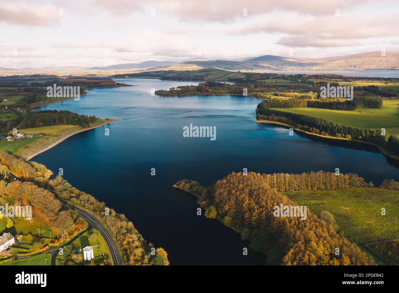 Blessington, co. Wicklow / Ireland : Aerial view of Poulaphouca Hydro ...