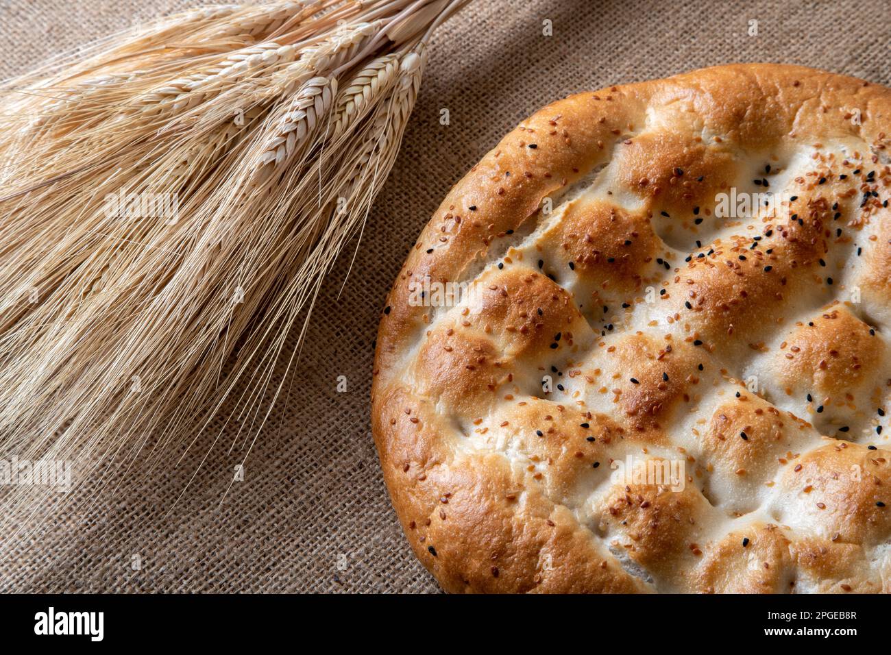 Traditional Ramadan pita with spike ears bunch,top view Stock Photo - Alamy