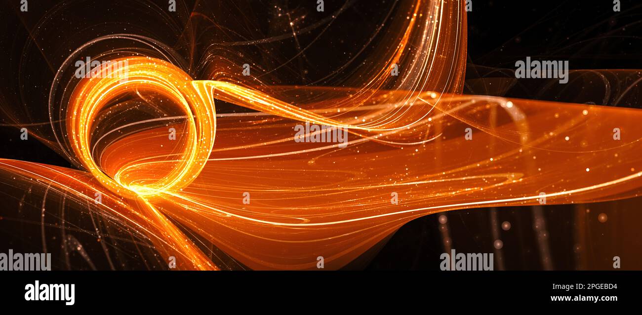 Fiery glowing Quantum communication widescreen template with letter Q ...