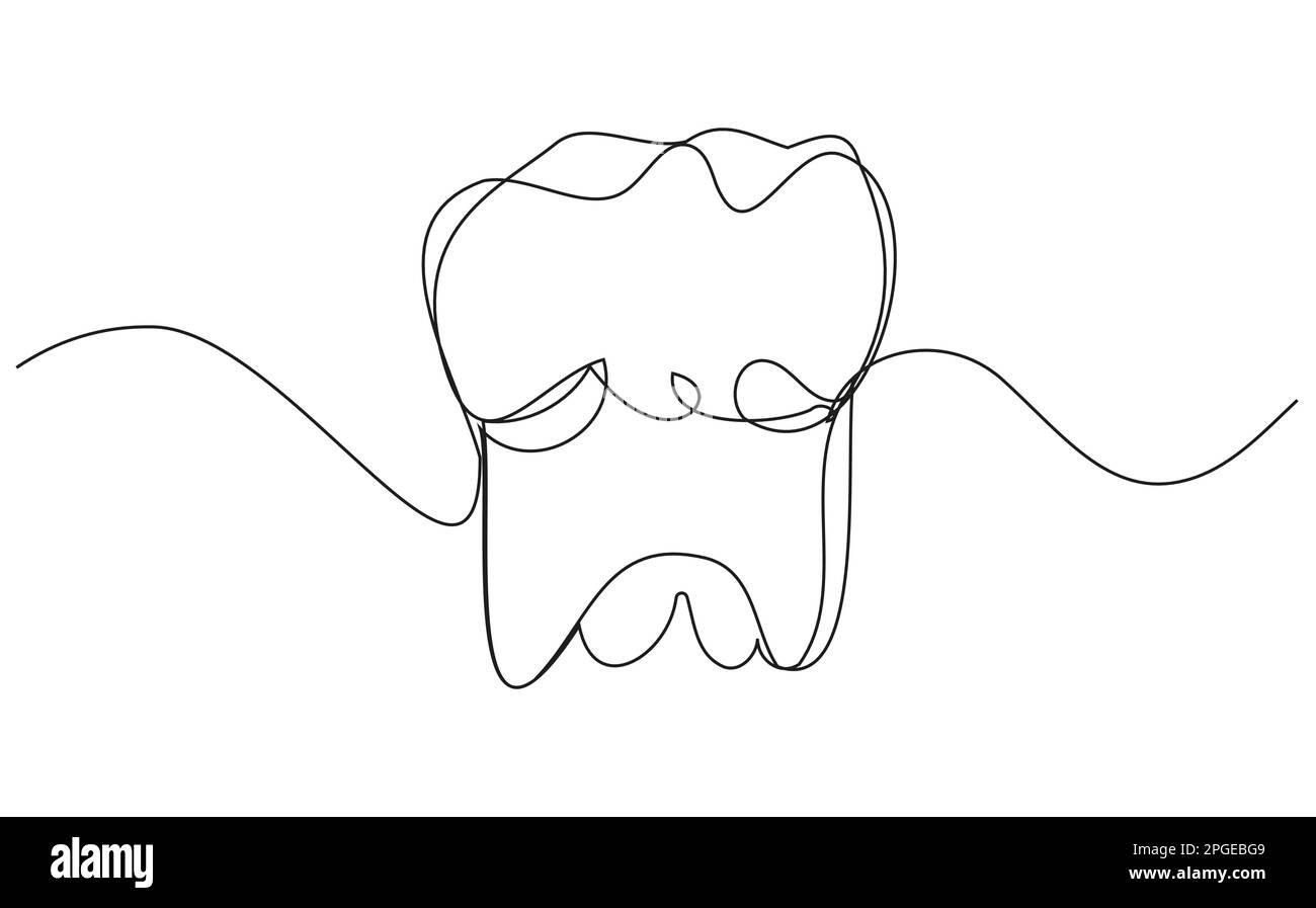 Simple tooth in one line on a white background Stock Vector Image & Art ...