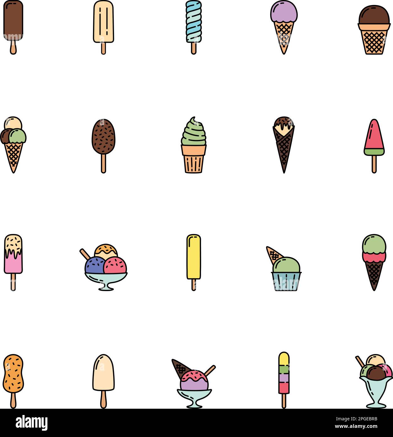 Set of color ice cream icons, vector illustration Stock Vector Image ...