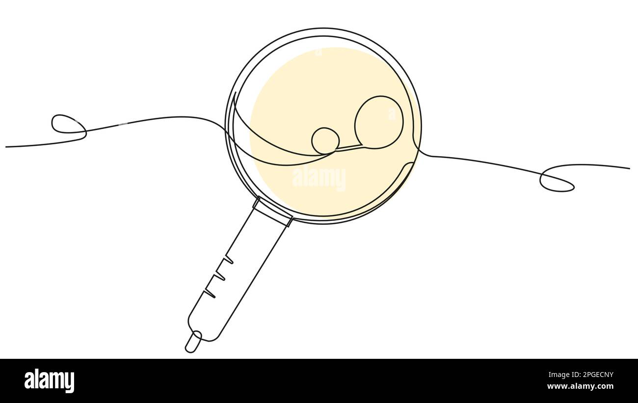 One line magnifier with yellow spot on white background Stock Vector ...