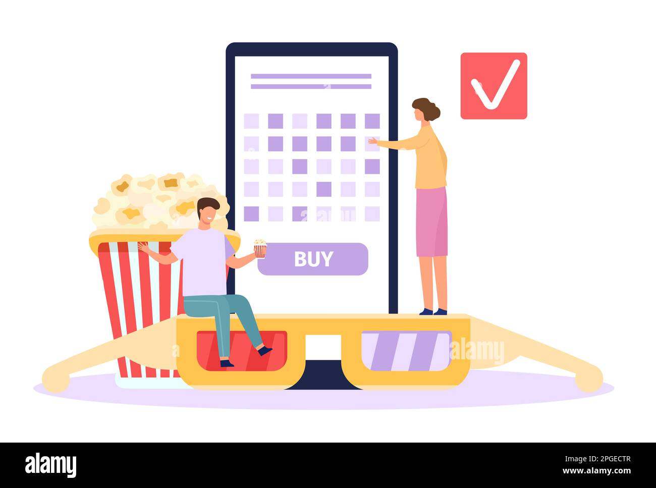 Movie industry, film theatre or online buy tickets to cinema concepts. Vector of ticket buy ...