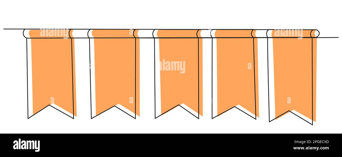 Medium double-ended flags in one line with orange color on white ...