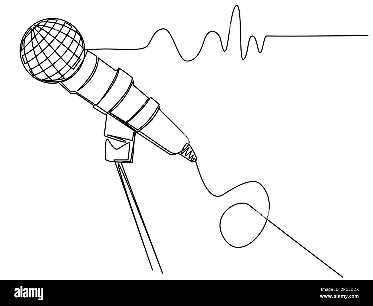 Hand drawn studio microphone on Black and White Stock Photos & Images ...