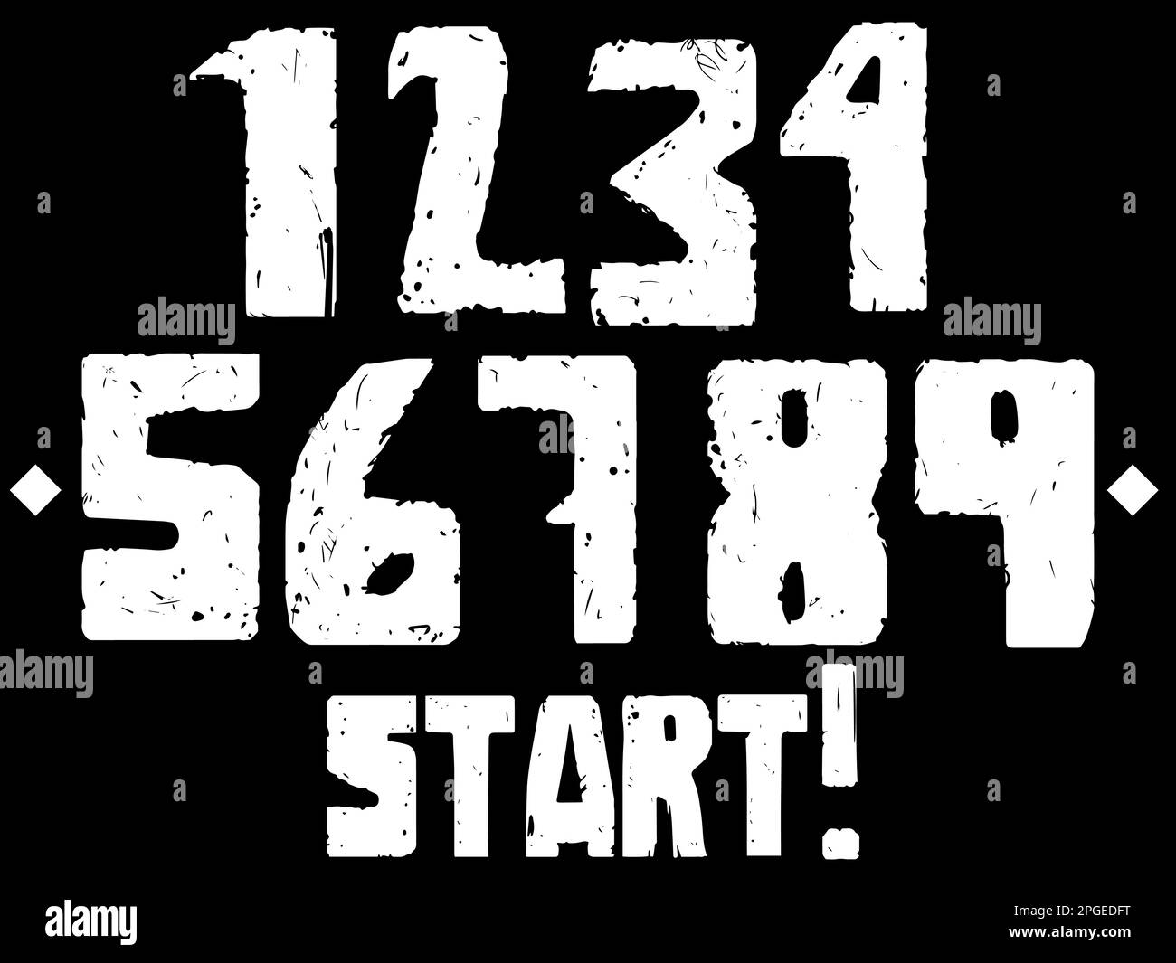 Retro numbers with scuffs and damages on a black background Stock ...