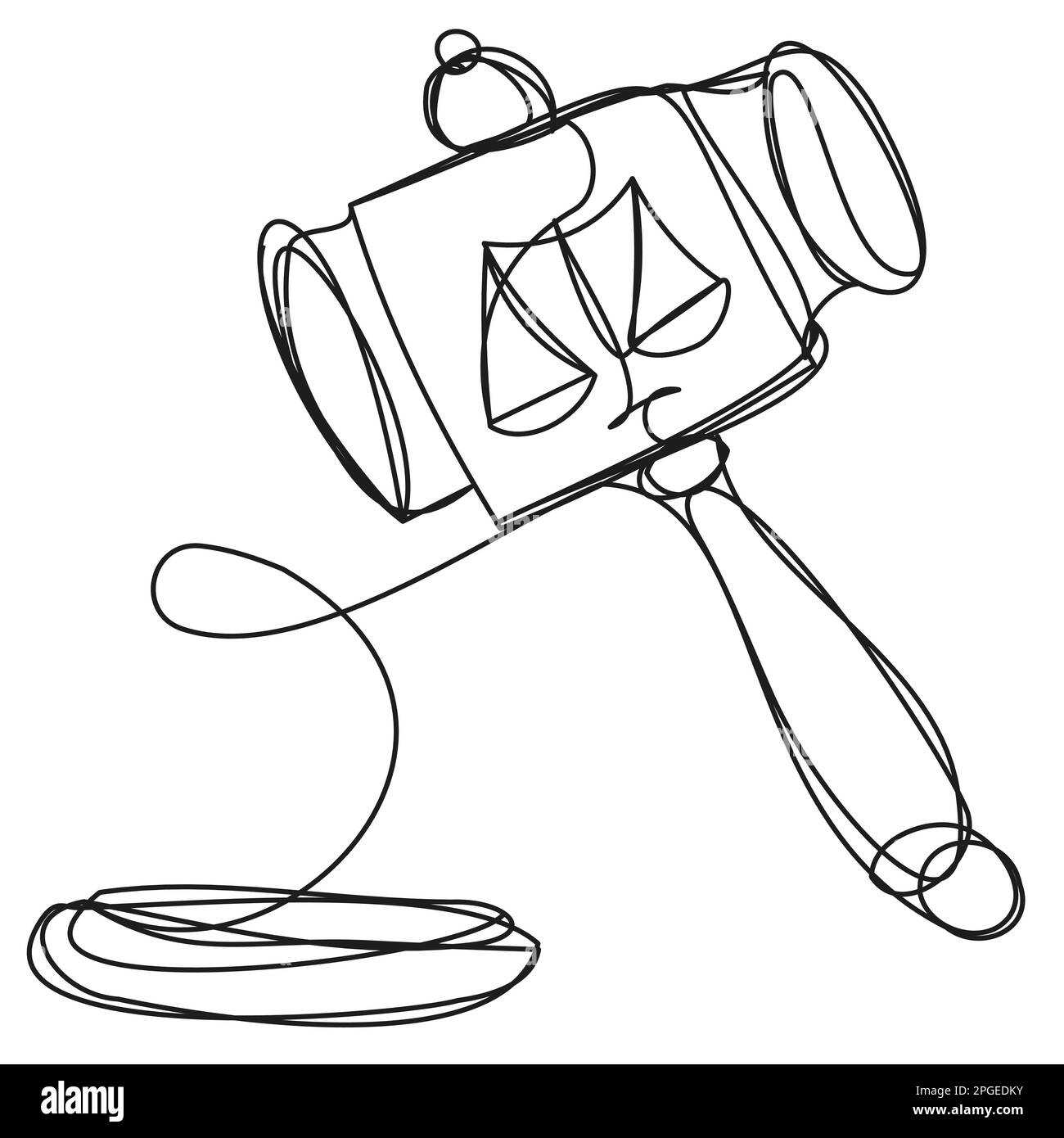 Continuous line judge gavel on white background Stock Vector Image ...