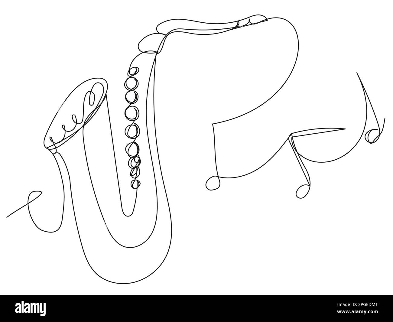 Stylized saxophone in one line on a white background Stock Vector Image ...
