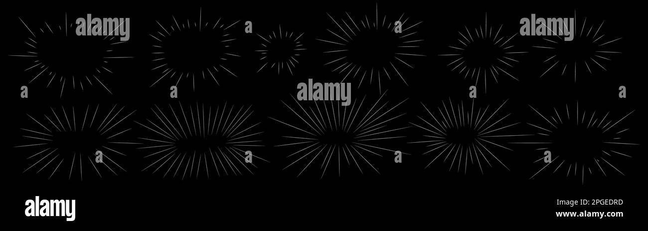 Set of linear simple explosions on a black background Stock Vector ...