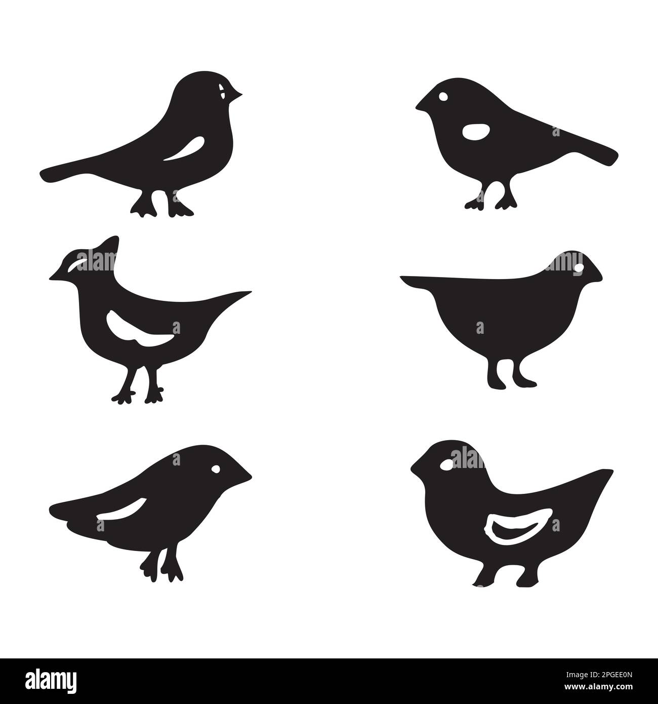 Set of vector bird motifs for cute kids illustration. Garden songbird ...