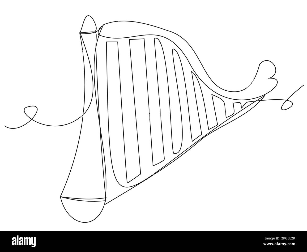 Musical harp in one line on a white background Stock Vector Image & Art ...