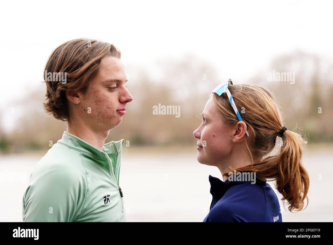 Cambridge cox Jasper Parish and Oxford cox Anna O'Hanlon during a press ...