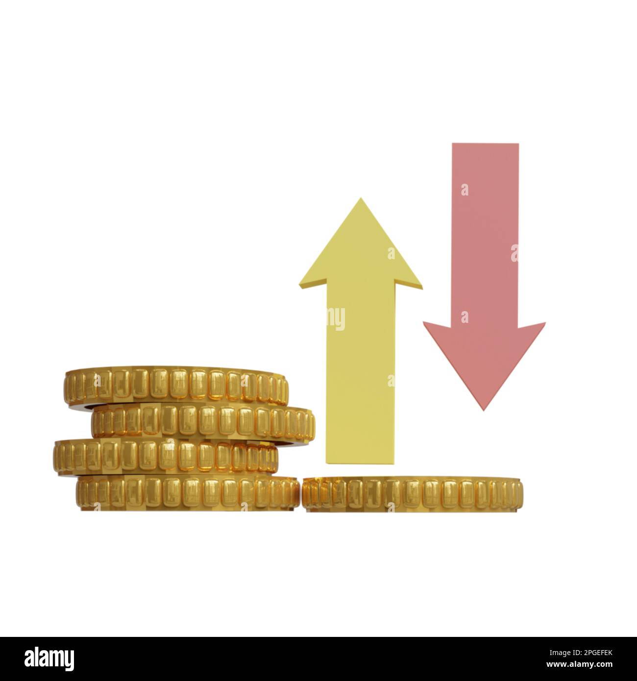 Gold coin with arrows. Financial business concept. 3D rendering Stock ...
