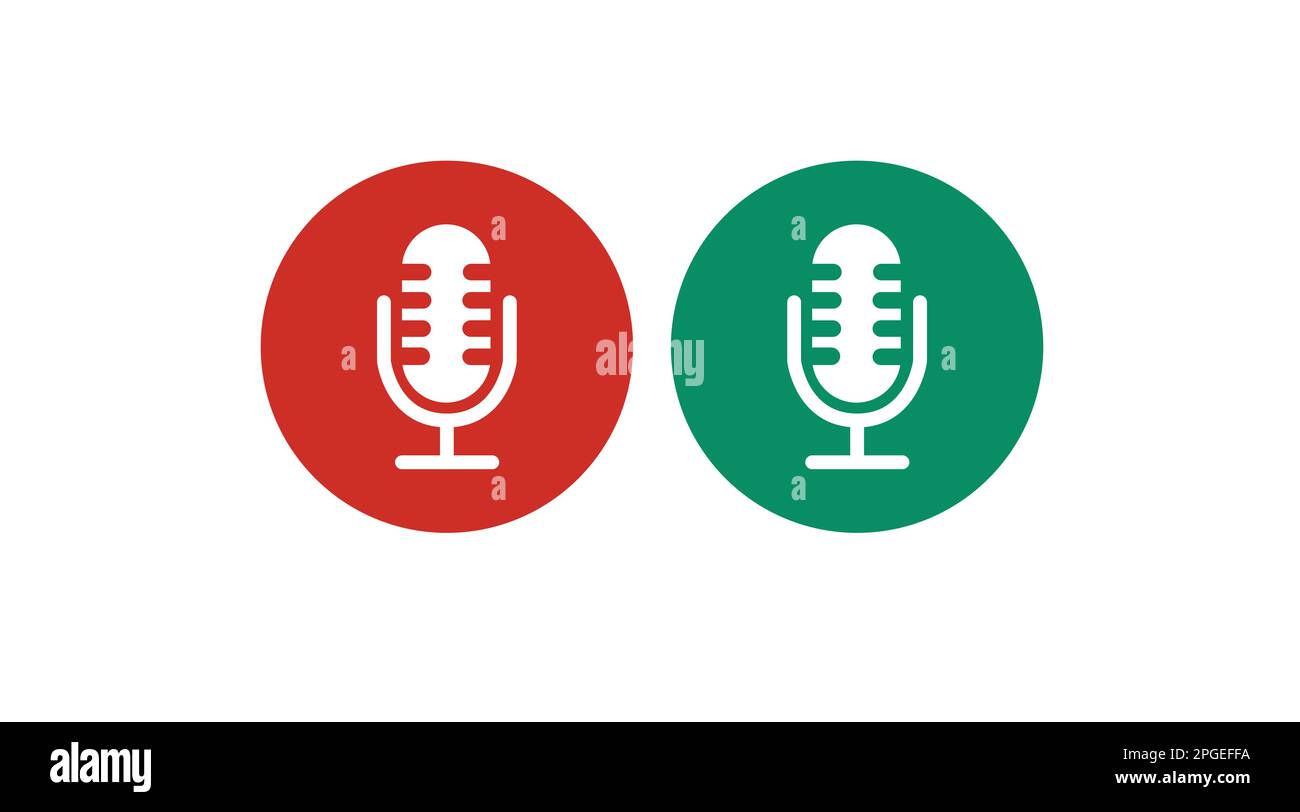 Mic Icon Set. Vector isolated illustration. On and Off Mic Stock Vector ...