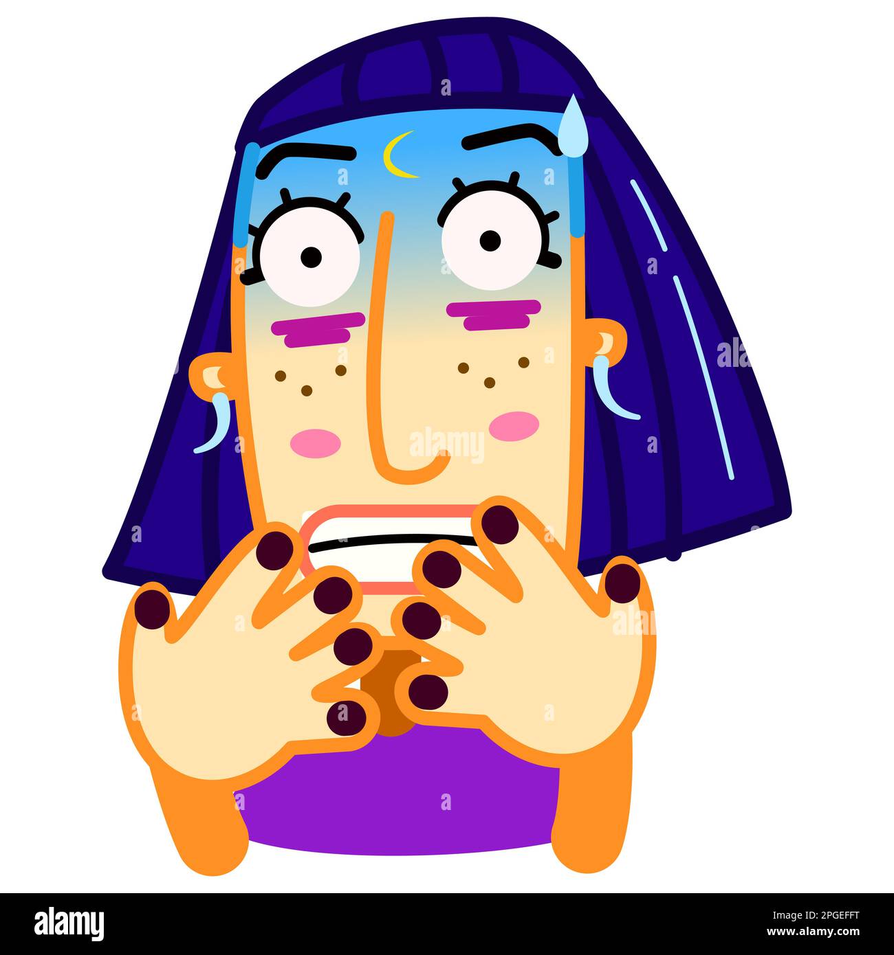 Scared blue-haired girl with hands covering her mouth Stock Vector ...