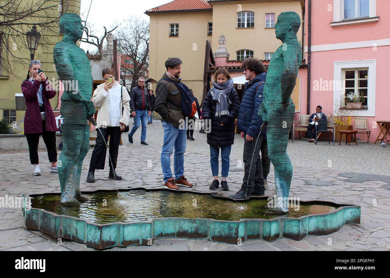 Artist David Cerny’s controversial sculpture, Proudy, consists of two ...