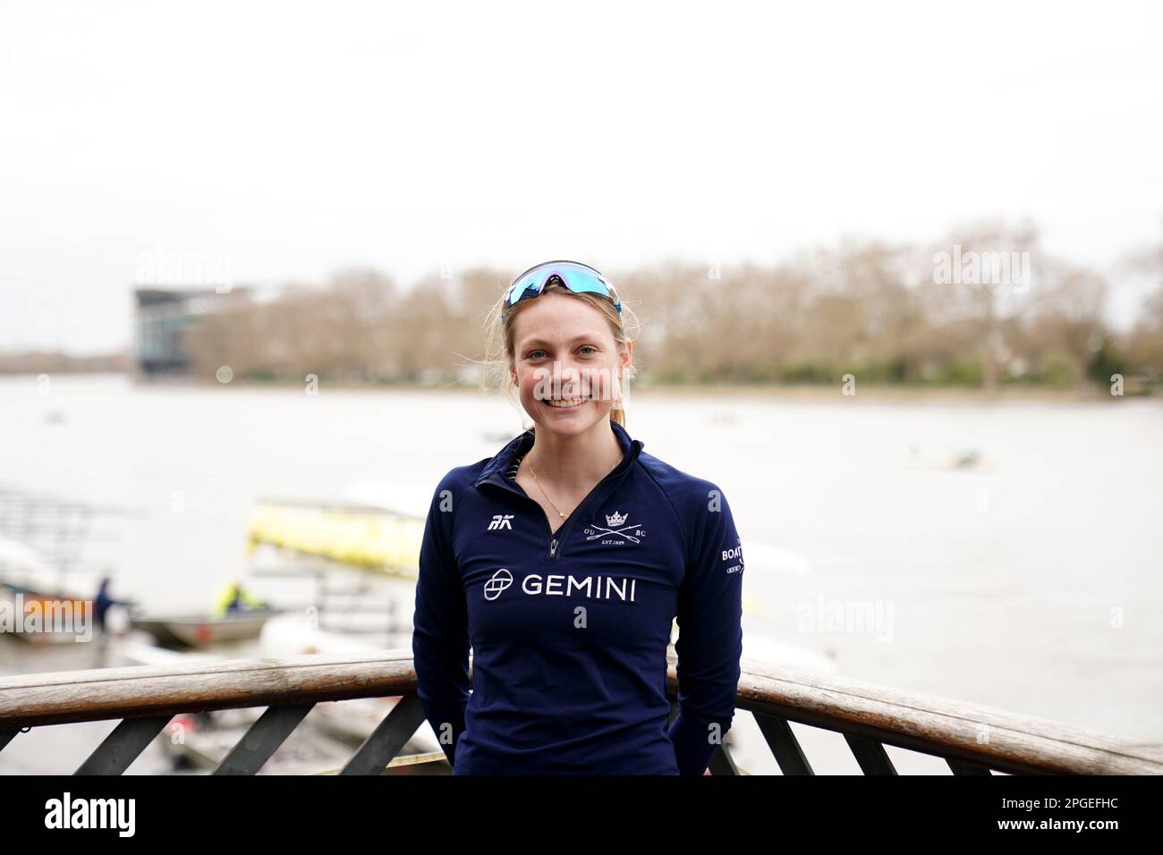 Oxford cox Anna O'Hanlon during a press afternoon at the London Rowing ...