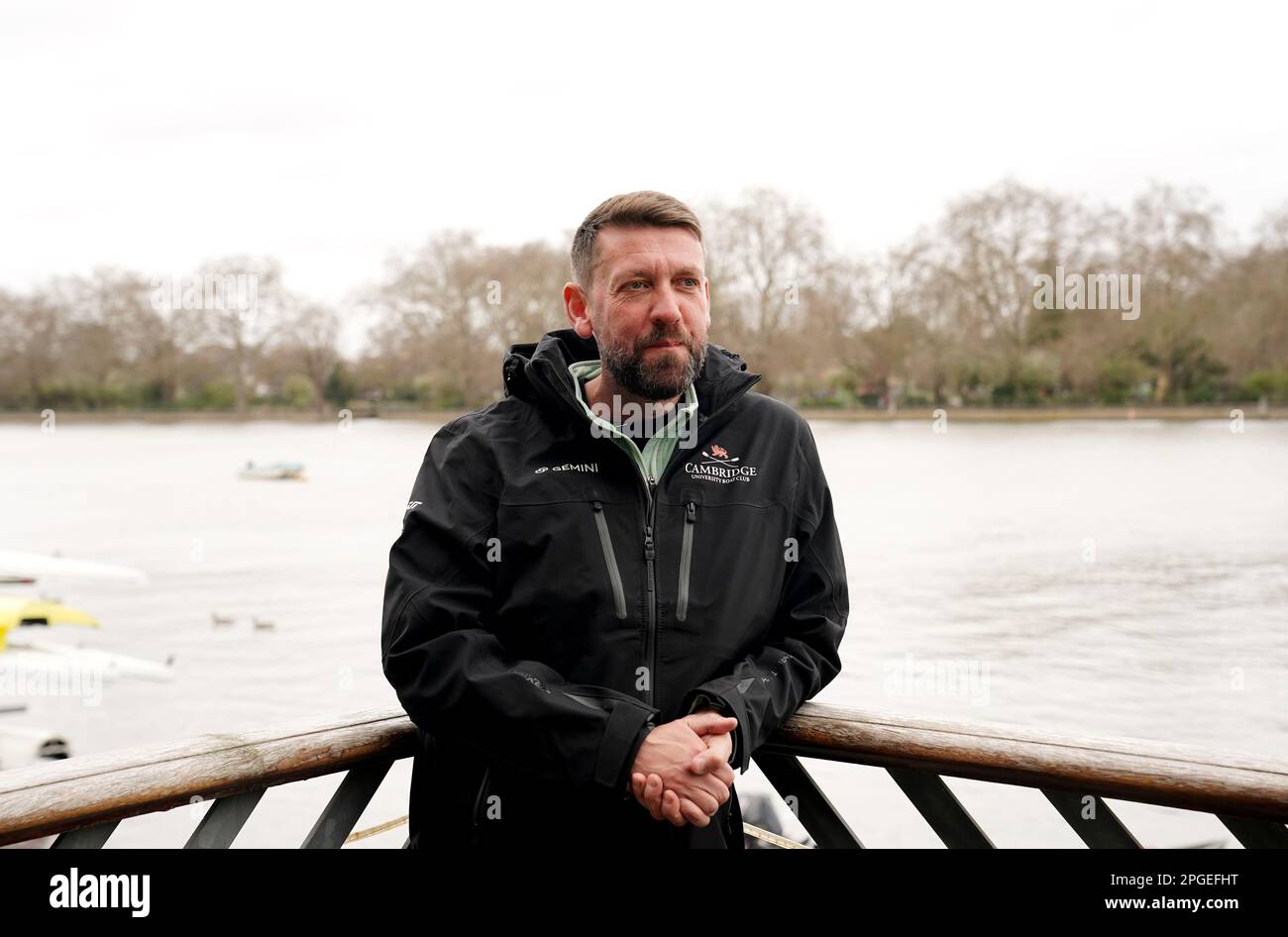 Cambridge coach Rob Baker during a press afternoon at the London Rowing ...