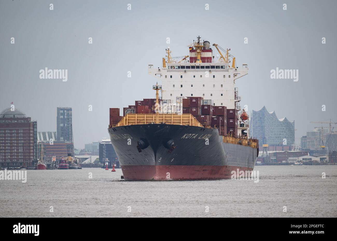 Hamburg, Germany. 22nd Mar, 2023. A cargo ship sails through the Port ...