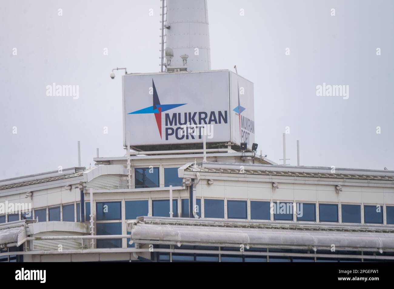 Mukran, Germany. 22nd Mar, 2023. View of a building in the port of ...