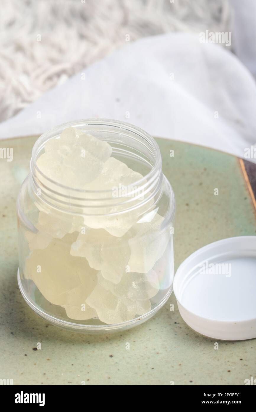 Crispy jelly in a white plate. Traditional Thai dessert Stock Photo - Alamy
