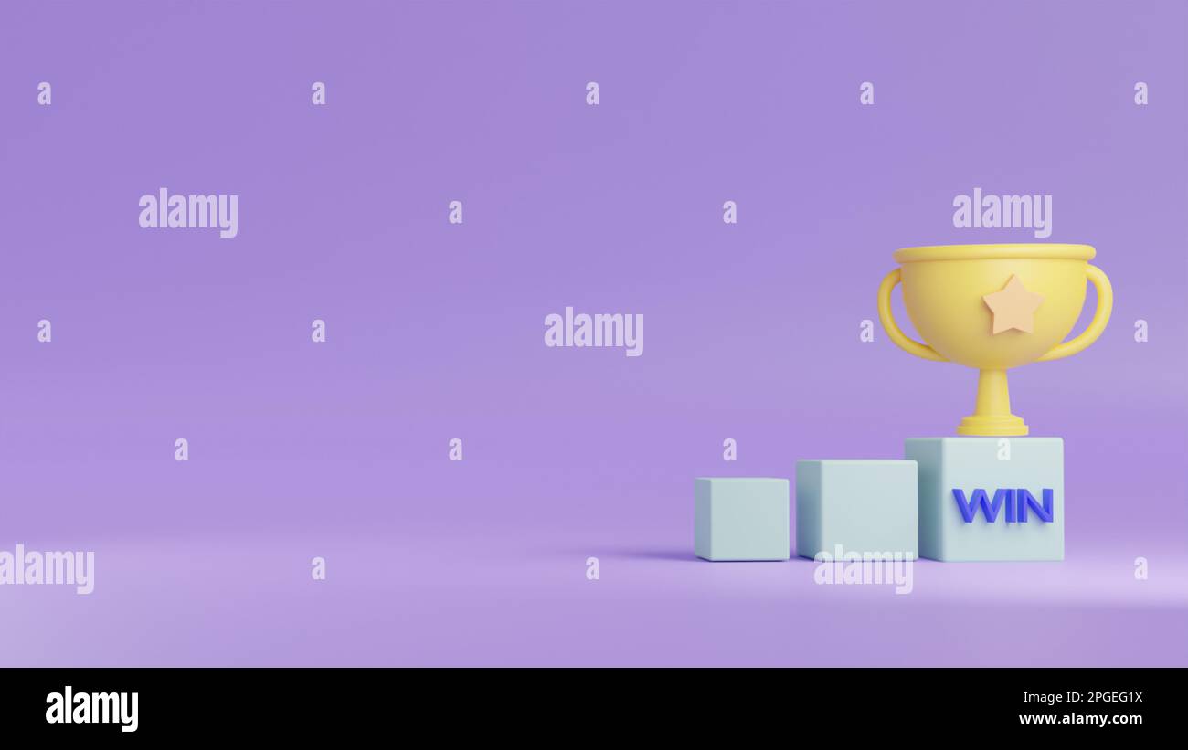 podium winners with cups, gold winners and gold stars, first and second ...