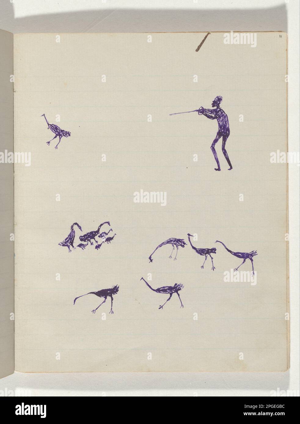 (Man shooting bird; groups of birds) Sketchbook mainly of activities of ...