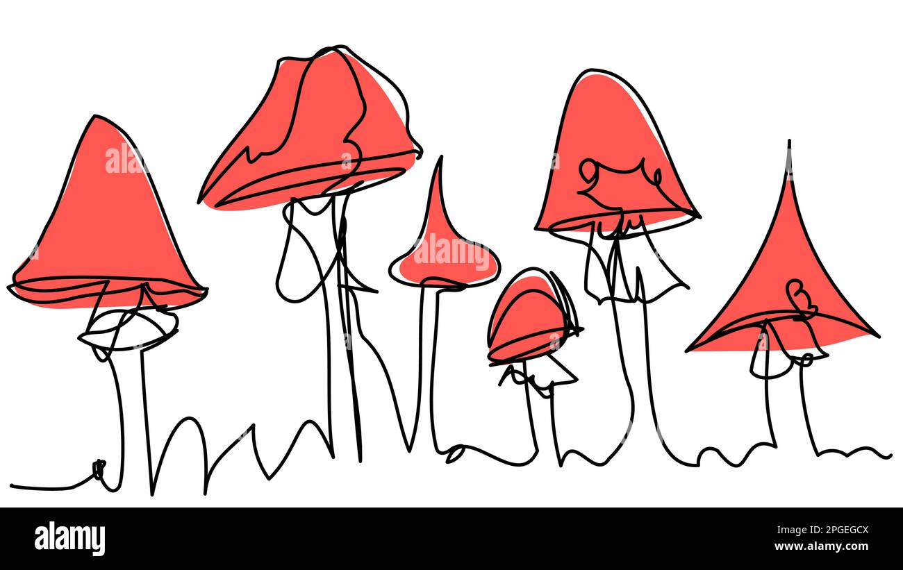 Continuous one line mushroom Stock Vector Images - Alamy