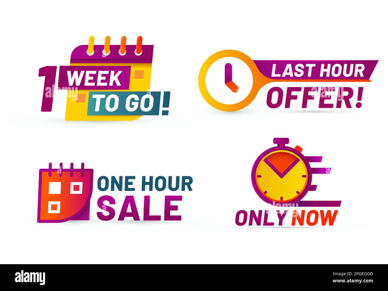 Sale countdown badges. Last minute offer banner, one day sales and 24 ...