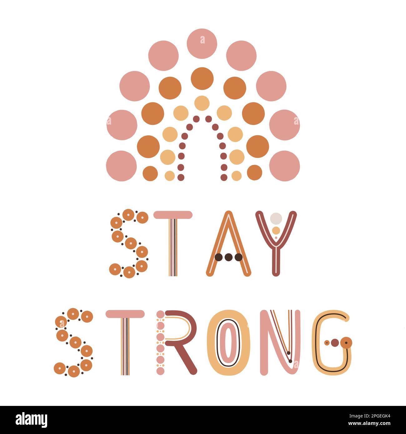 Stay strong quote. Boho wall decor prints with rainbow letters ...