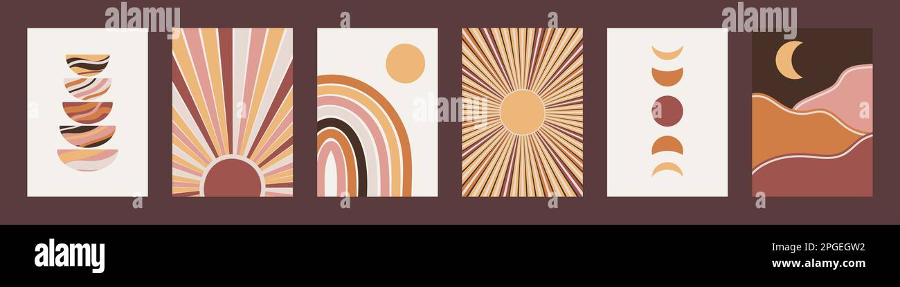 Set of minimalist geometric boho wall decor prints. Abstract posters ...