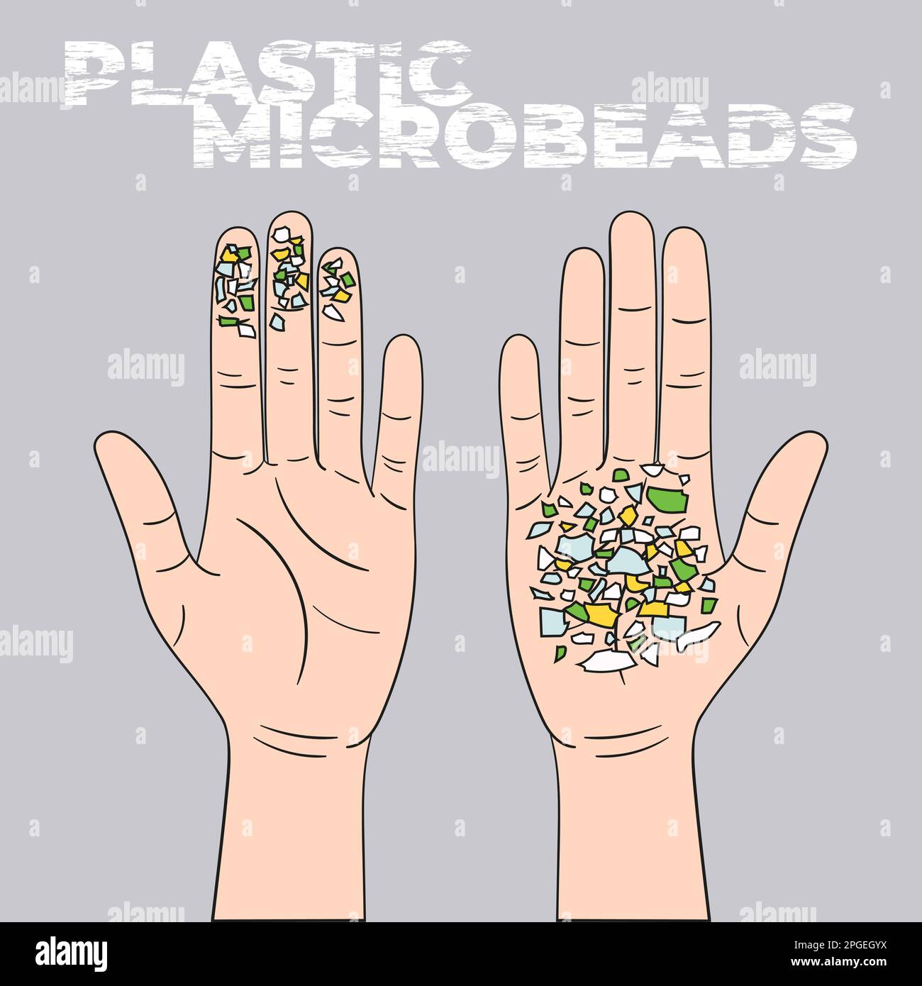 Micro beads on the palm. Microplastics from mismanaged plastic waste ...