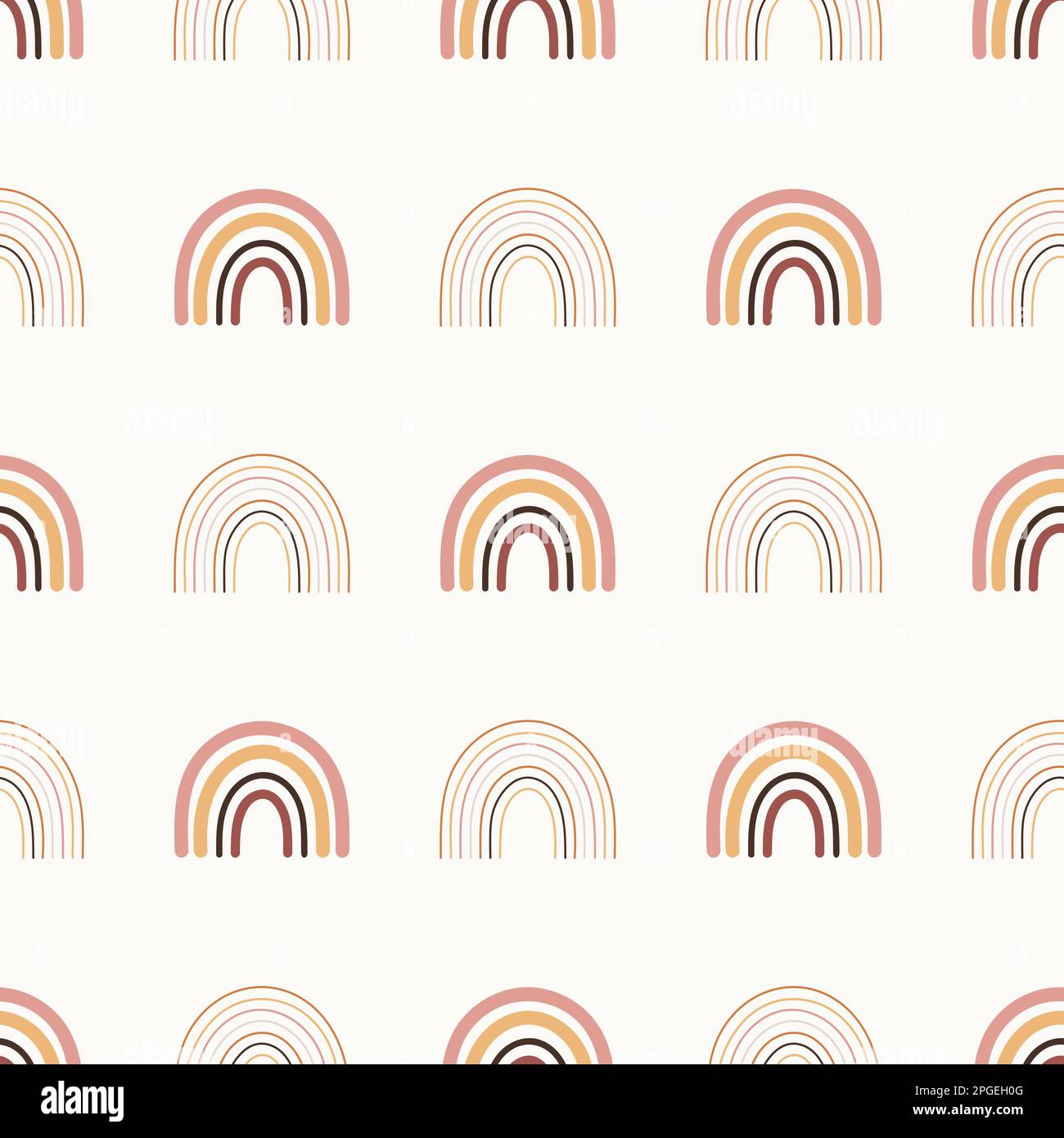 Seamless pattern with boho rainbows in terracotta colors. Neutral ...