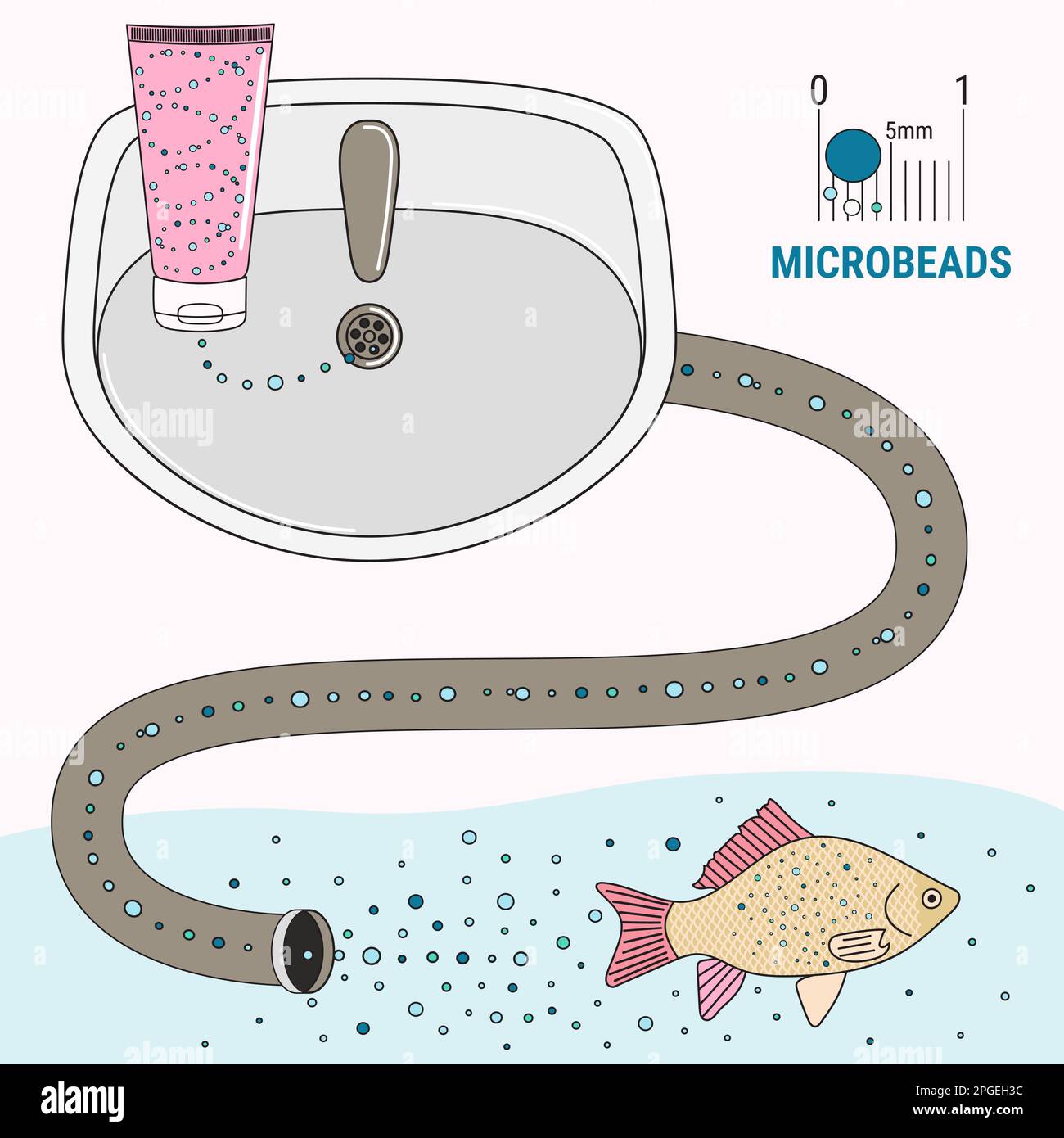 Infographic of microplastics in cosmetics. Micro beads in water from ...