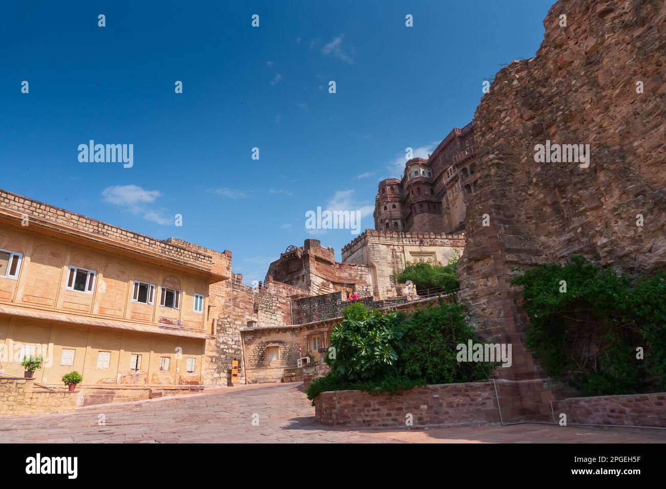 Mehrangarh fort , Jodhpur, Rajasthan, India. View of entrance of famous ...