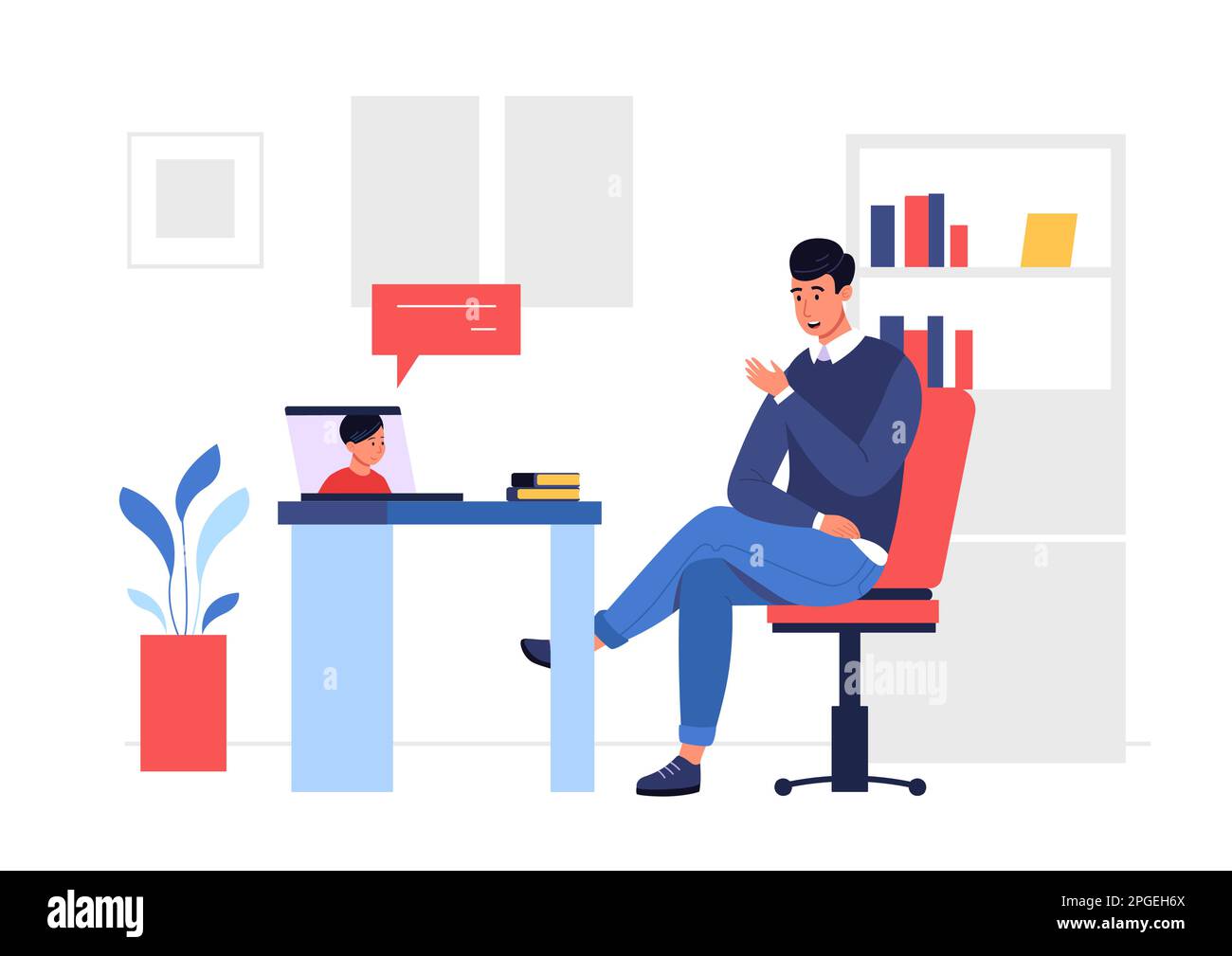 Remote lessons. Vector online education concept with students. Vector ...