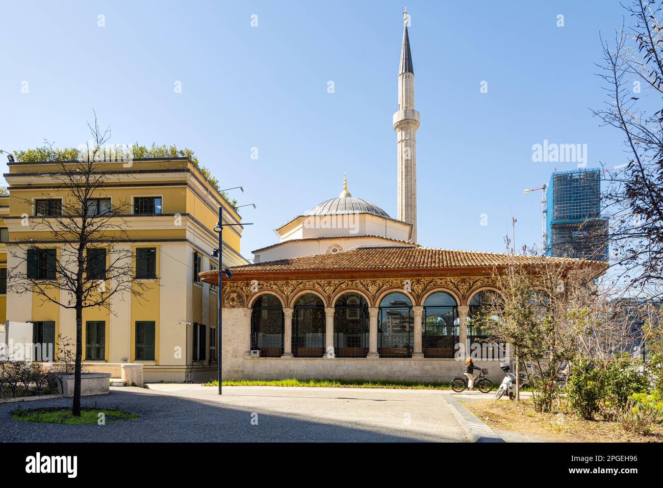 Tirana, Albania. March 2023. exterior view of the Et'hem Bej Mosque in ...