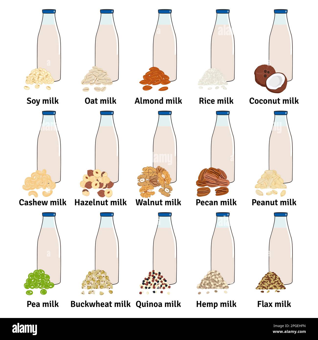 Rice oat almond soy Cut Out Stock Images & Pictures - Alamy